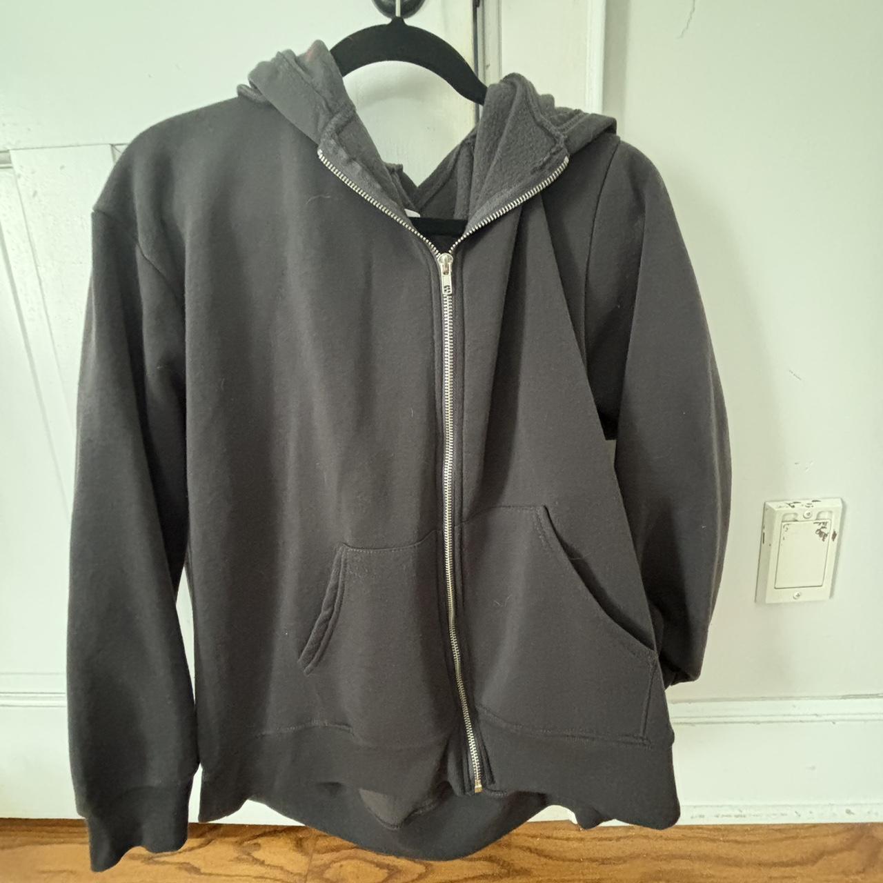 basic dark grey zip up #basic #hoodie #zipup - Depop