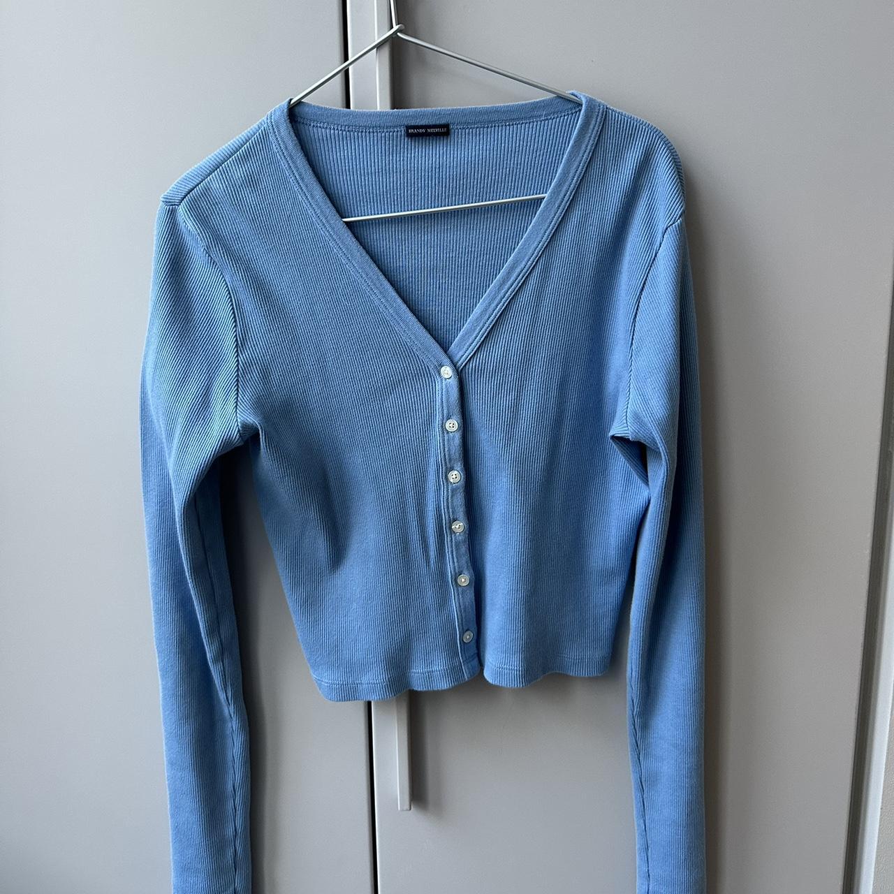 super cute blue cardigan from brandy melville in... - Depop