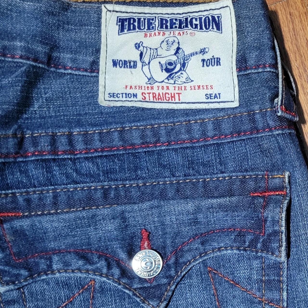 Red stitch True Religion Jeans Tagged 33 waist,... - Depop