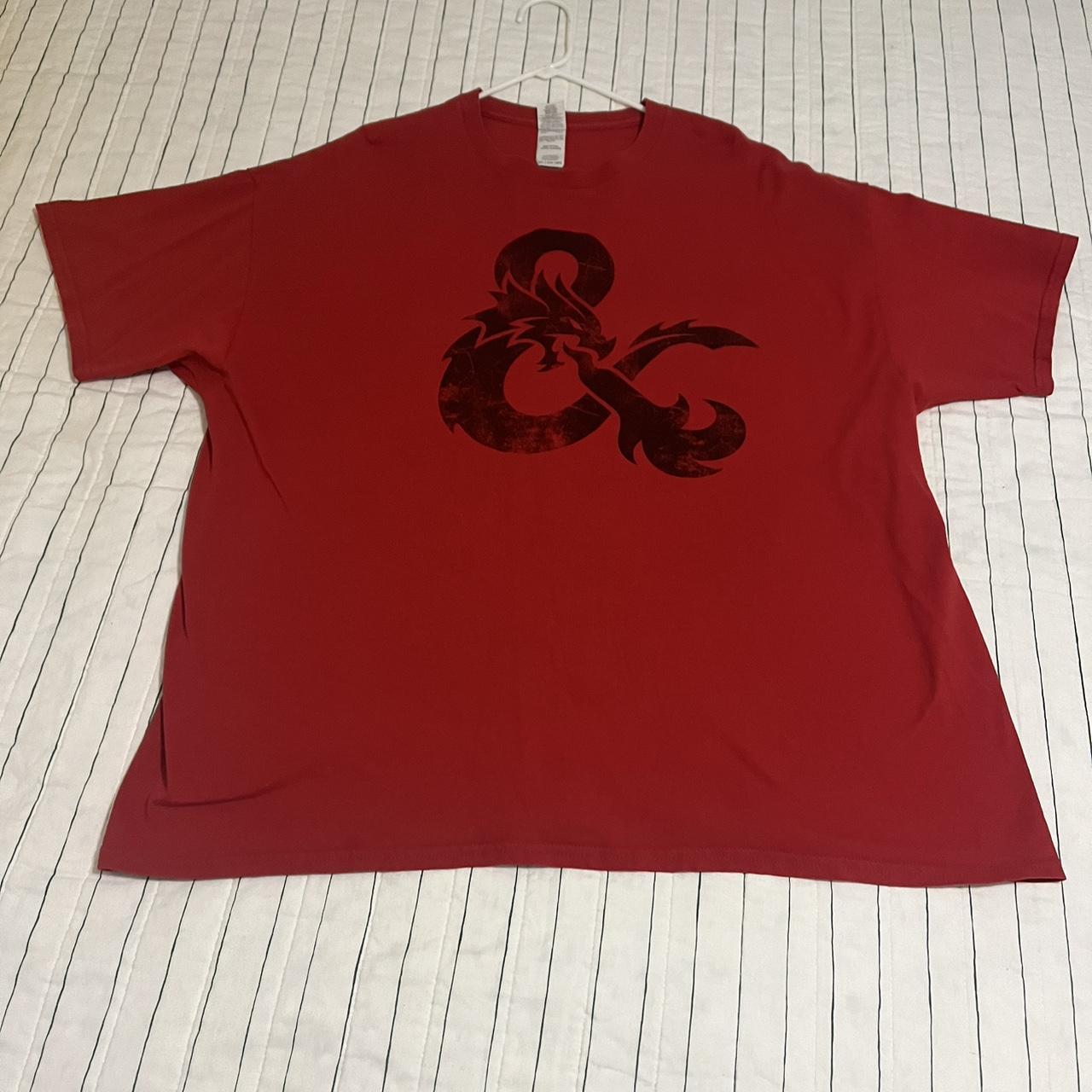 Red y2k graphic dragon tee baggy no rips - Depop