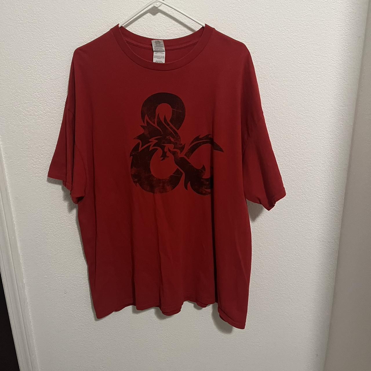 Red y2k graphic dragon tee baggy no rips - Depop