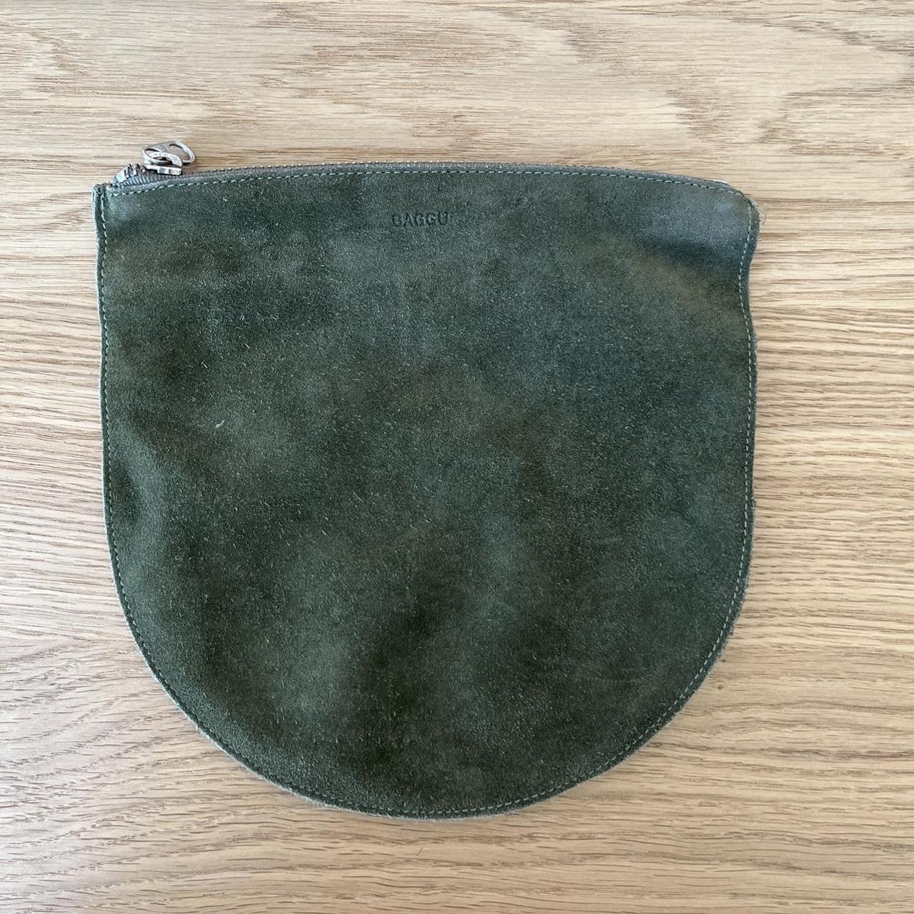 Green suede leather Baggu brand zipper pouch.... - Depop