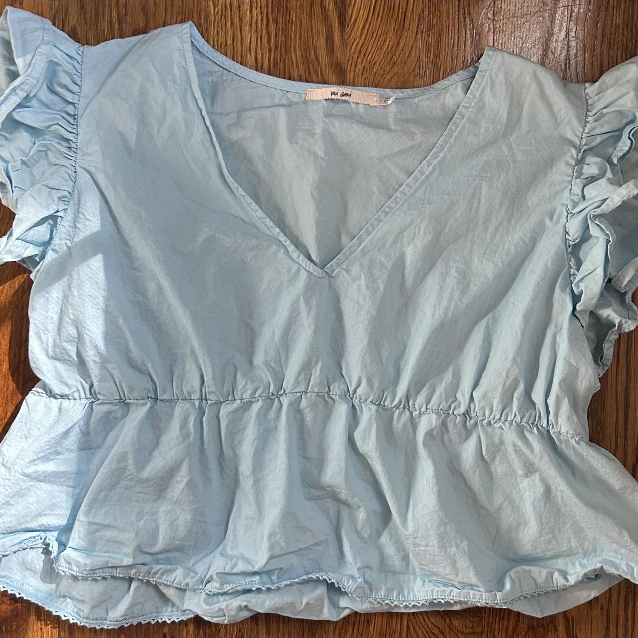 LIGHT BLUE PREPPY PUFF SLEVE TOP! never worn but... - Depop