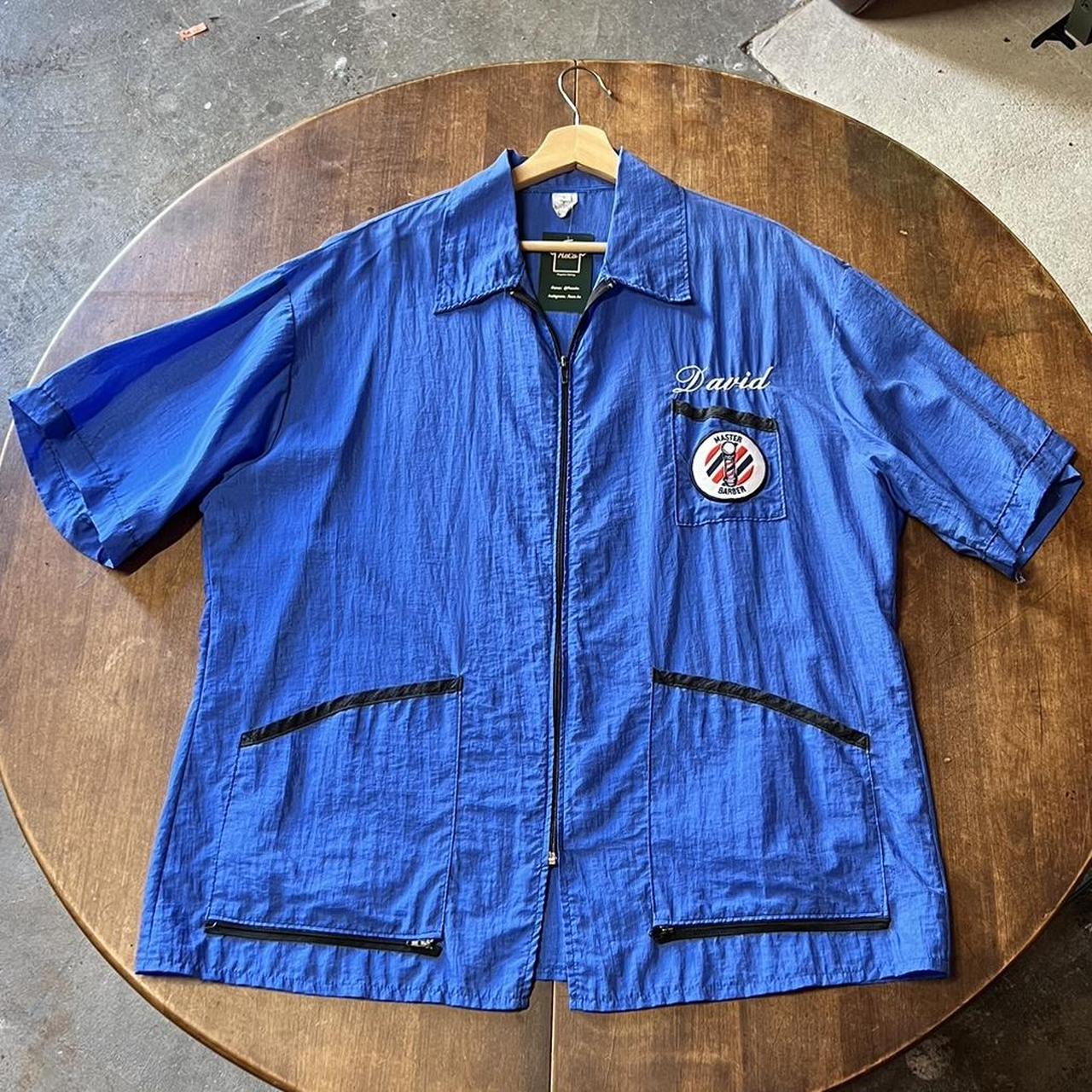 "80s barber zip up polo Tagged Size: xl Actual Fit... - Depop