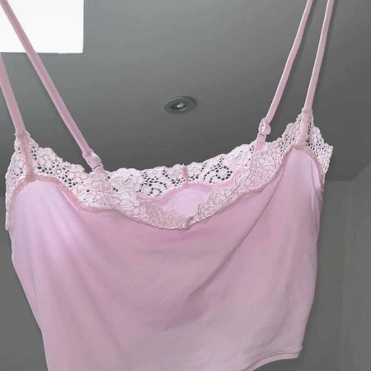 Skims pink lace cami top in colour cherry blossom.... - Depop