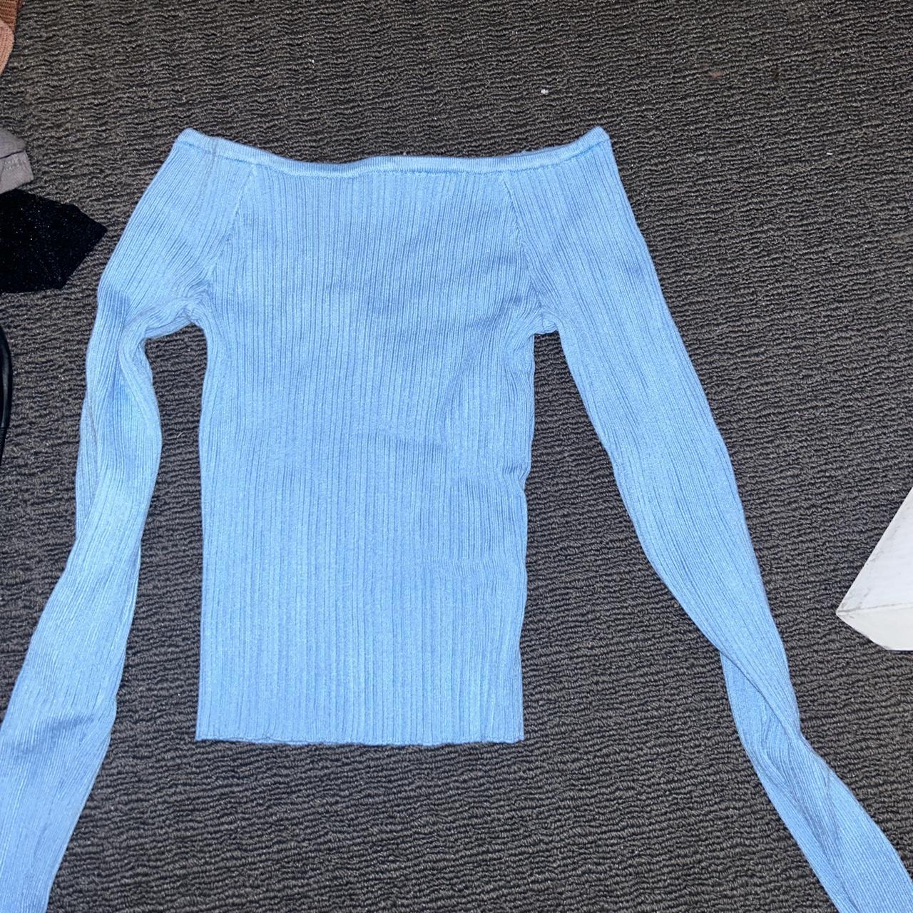 baby blue long sleeve top, never worn - Depop