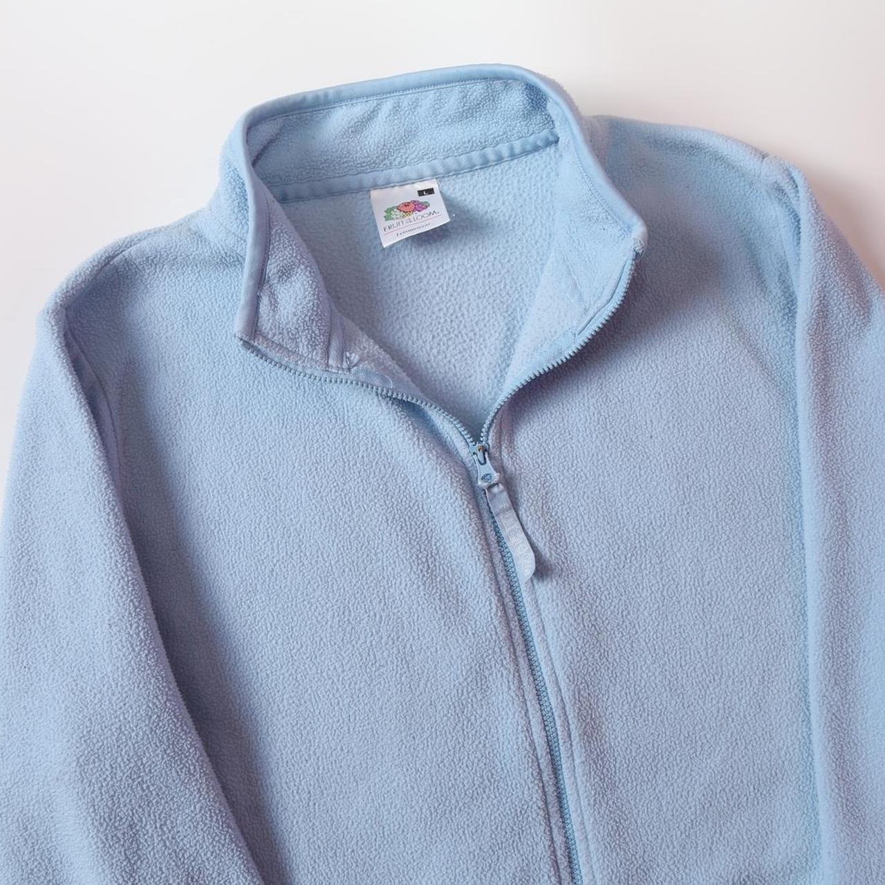 Vintage retro blue fruit of the loom zip up fleece.... - Depop