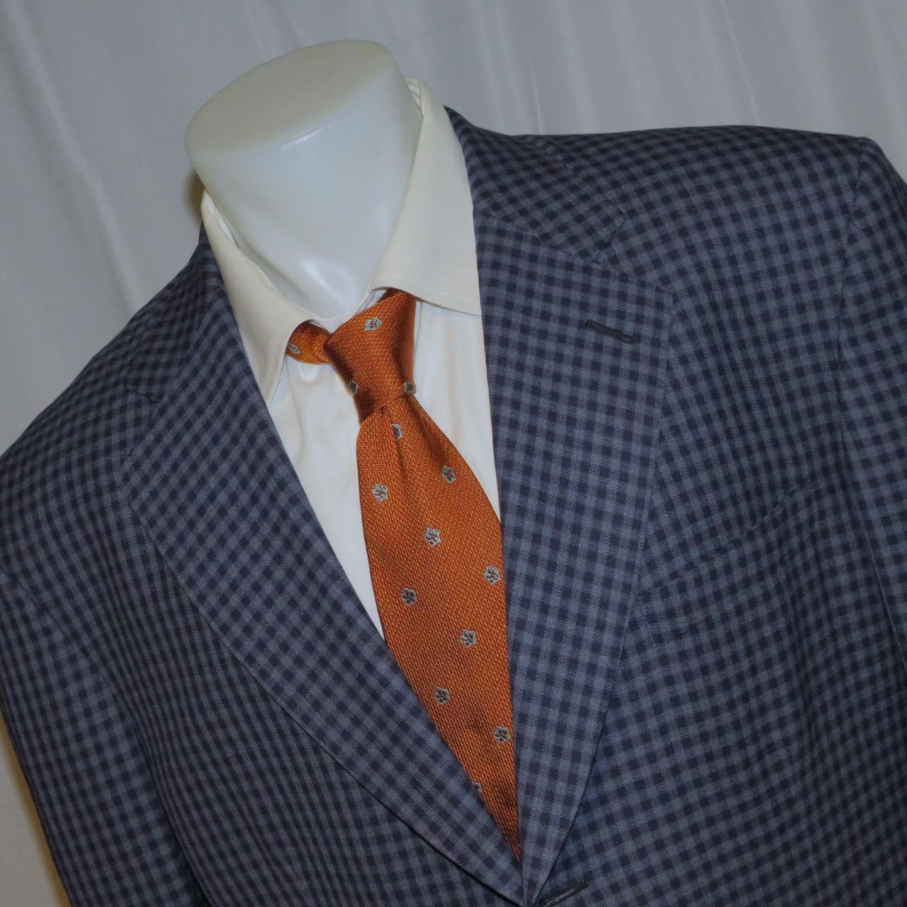 Dion Scott Bespoke Blue Check Three Button Sport... - Depop