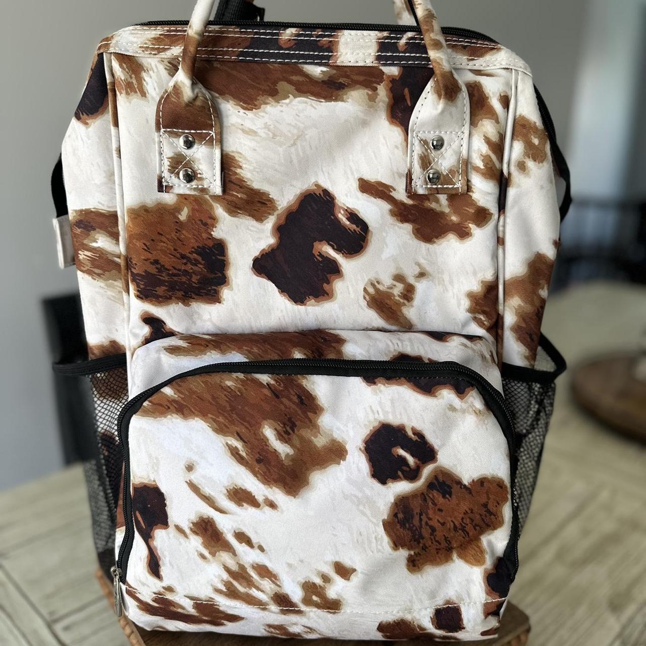 Cow print backpack. Brand new. Large sturdy backpack. - Depop