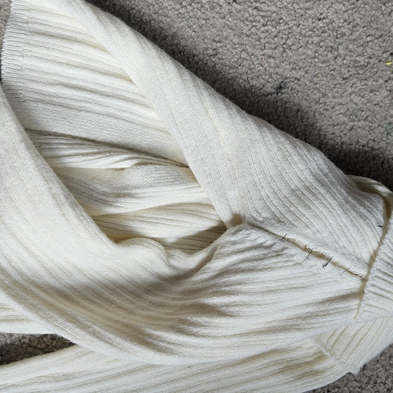 Fall cream over the shoulder button-up sweater - Depop