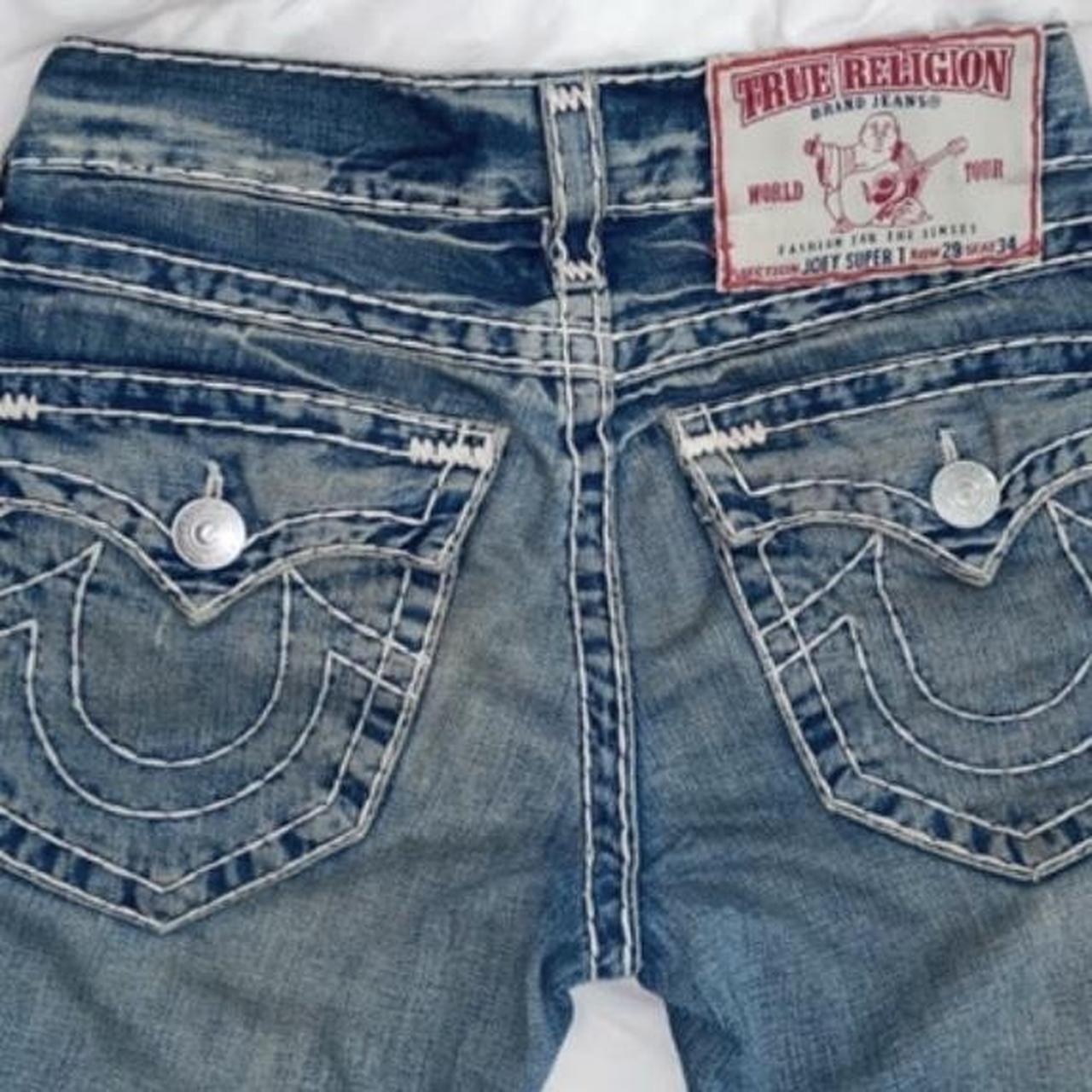 True Religion vintage white stitch jeans W29 - would... - Depop