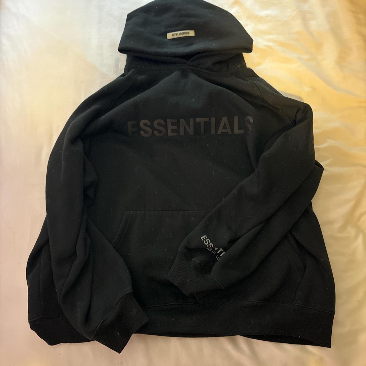 black essentials hoodies first small - Depop