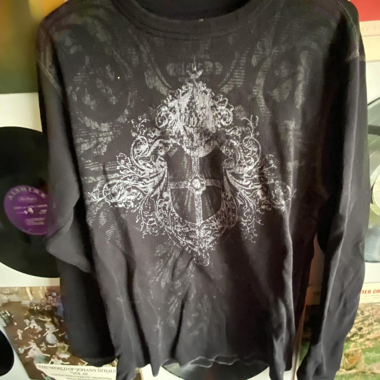 Y2k Emo Affliction Style Thermal Size L ⚡️no... - Depop