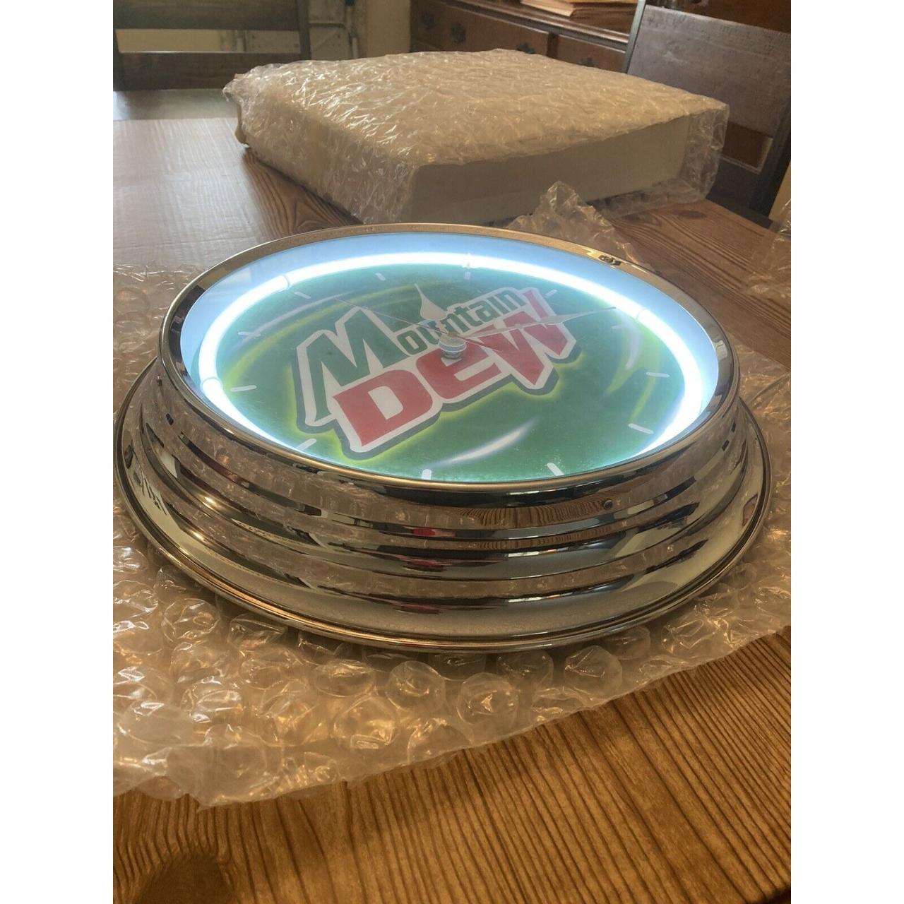 Mountain Dew Green Neon Wall Clock Soda Pop Man cave... - Depop