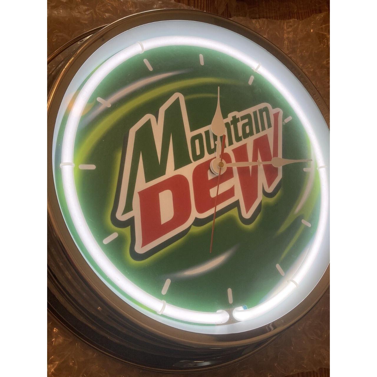 Mountain Dew Green Neon Wall Clock Soda Pop Man cave... - Depop