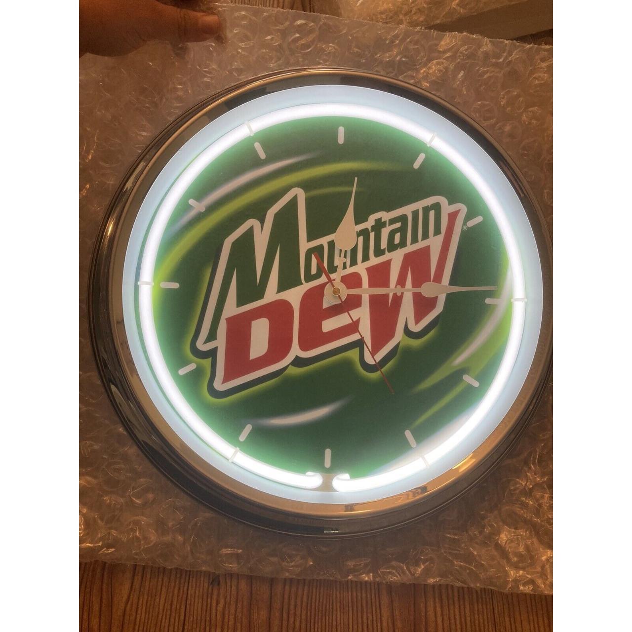 Mountain Dew Green Neon Wall Clock Soda Pop Man cave... - Depop