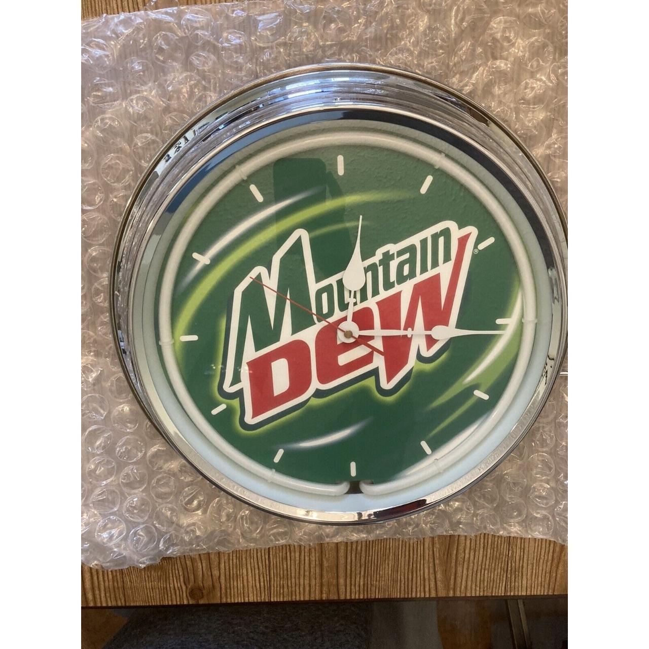 Mountain Dew Green Neon Wall Clock Soda Pop Man cave... - Depop