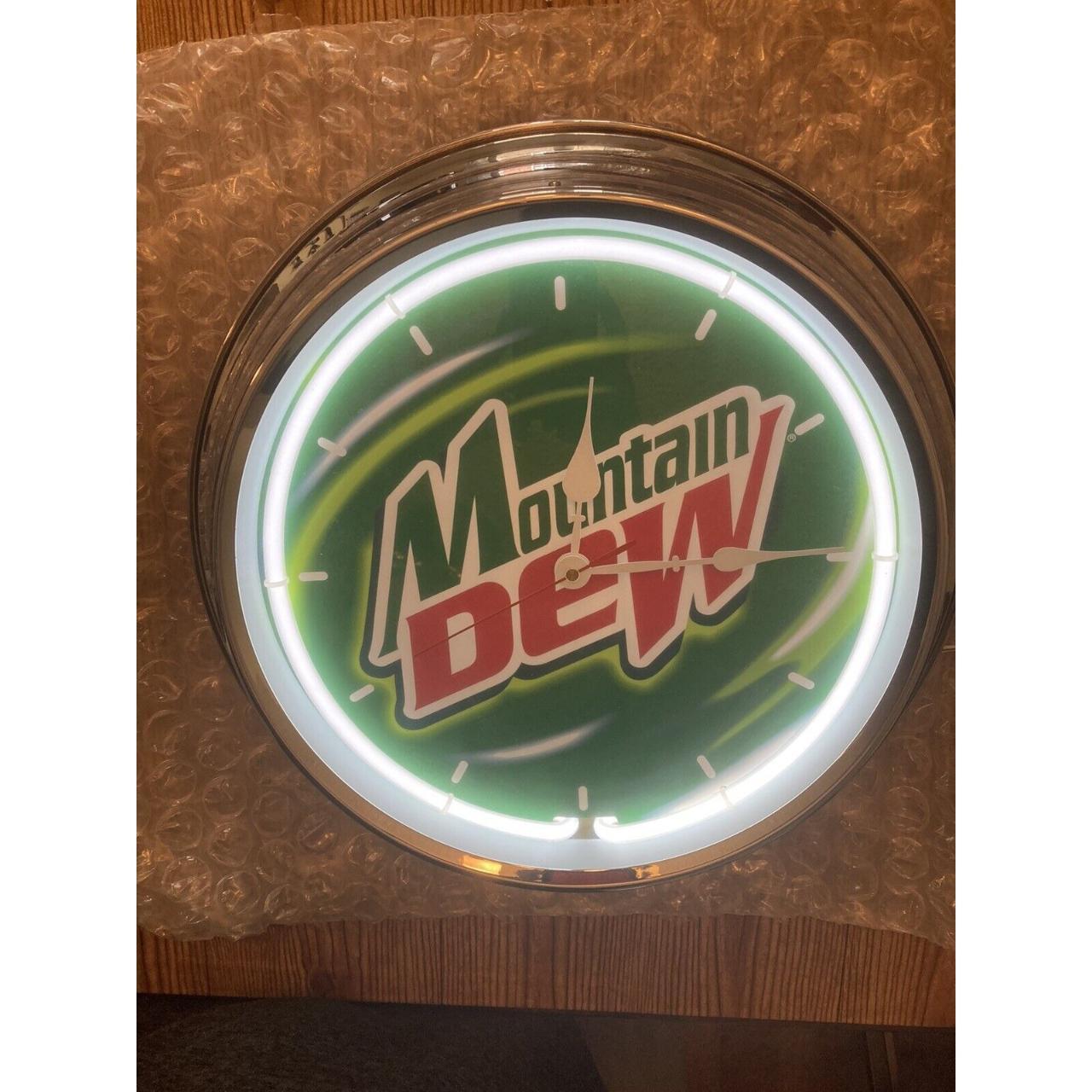 Mountain Dew Green Neon Wall Clock Soda Pop Man cave... - Depop