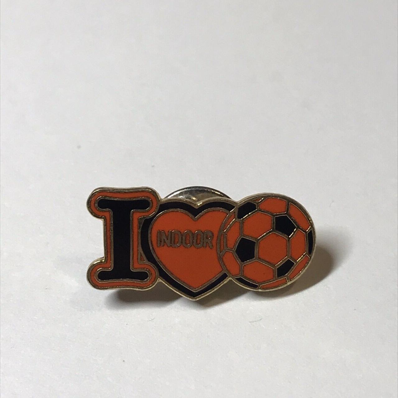 Vintage I Love Indoor Soccer Lapel Pin sport brooch... - Depop
