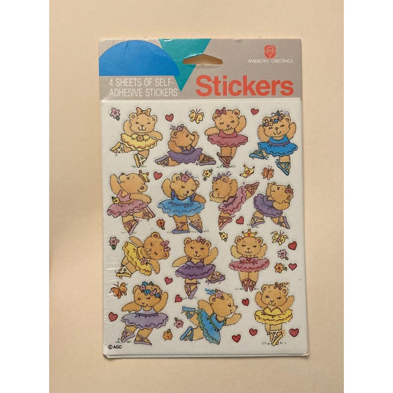 Teddy Bear Ballerina Stickers 4 Sheets Vtg American... - Depop