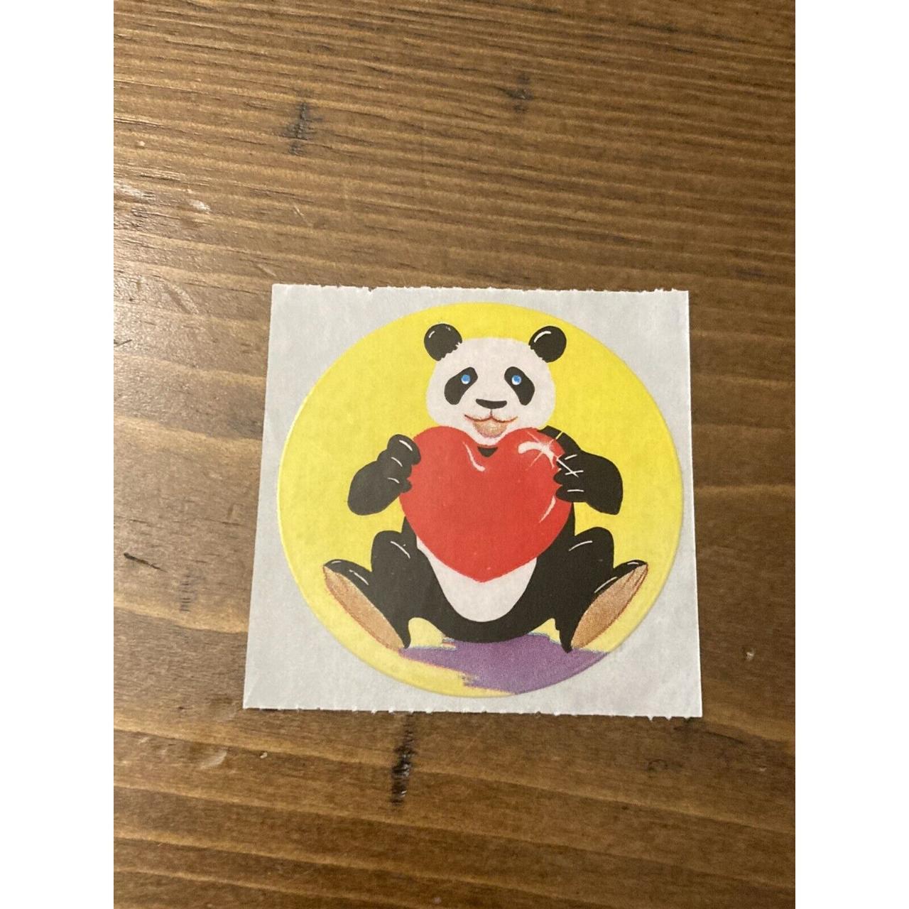 vintage 80s Lisa Frank panda with Heart sticker... - Depop