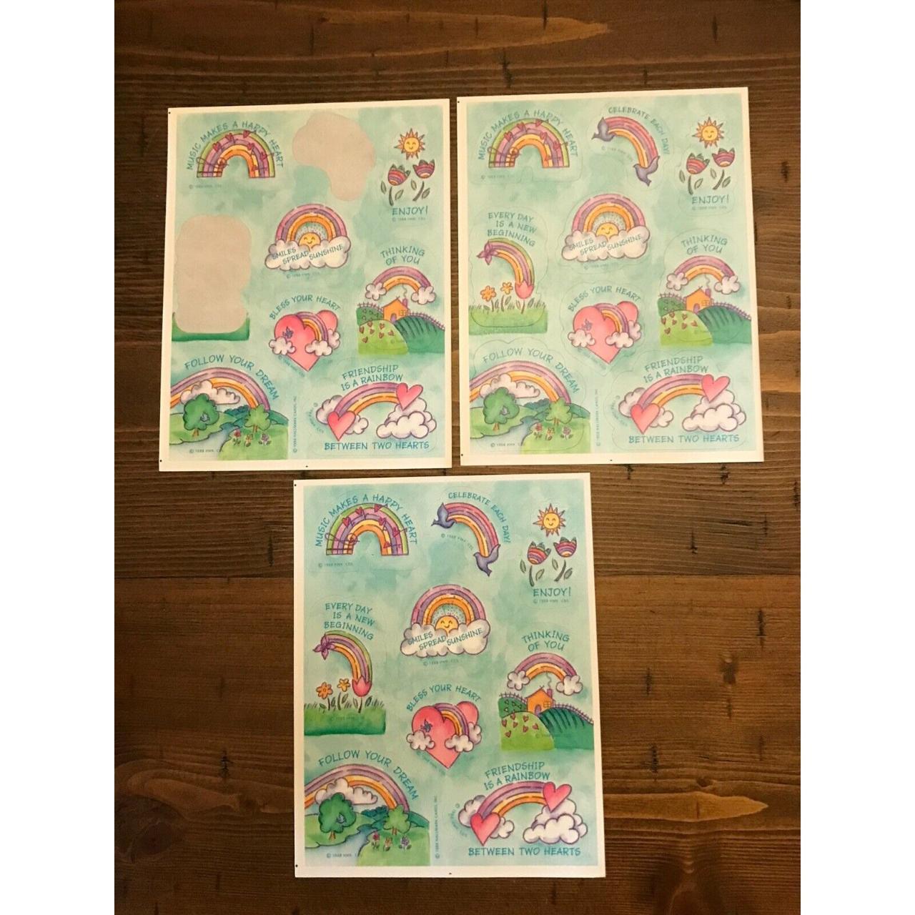 Vtg 80’s Hallmark Rainbow Sticker Lot Of 3 Sheets -... - Depop