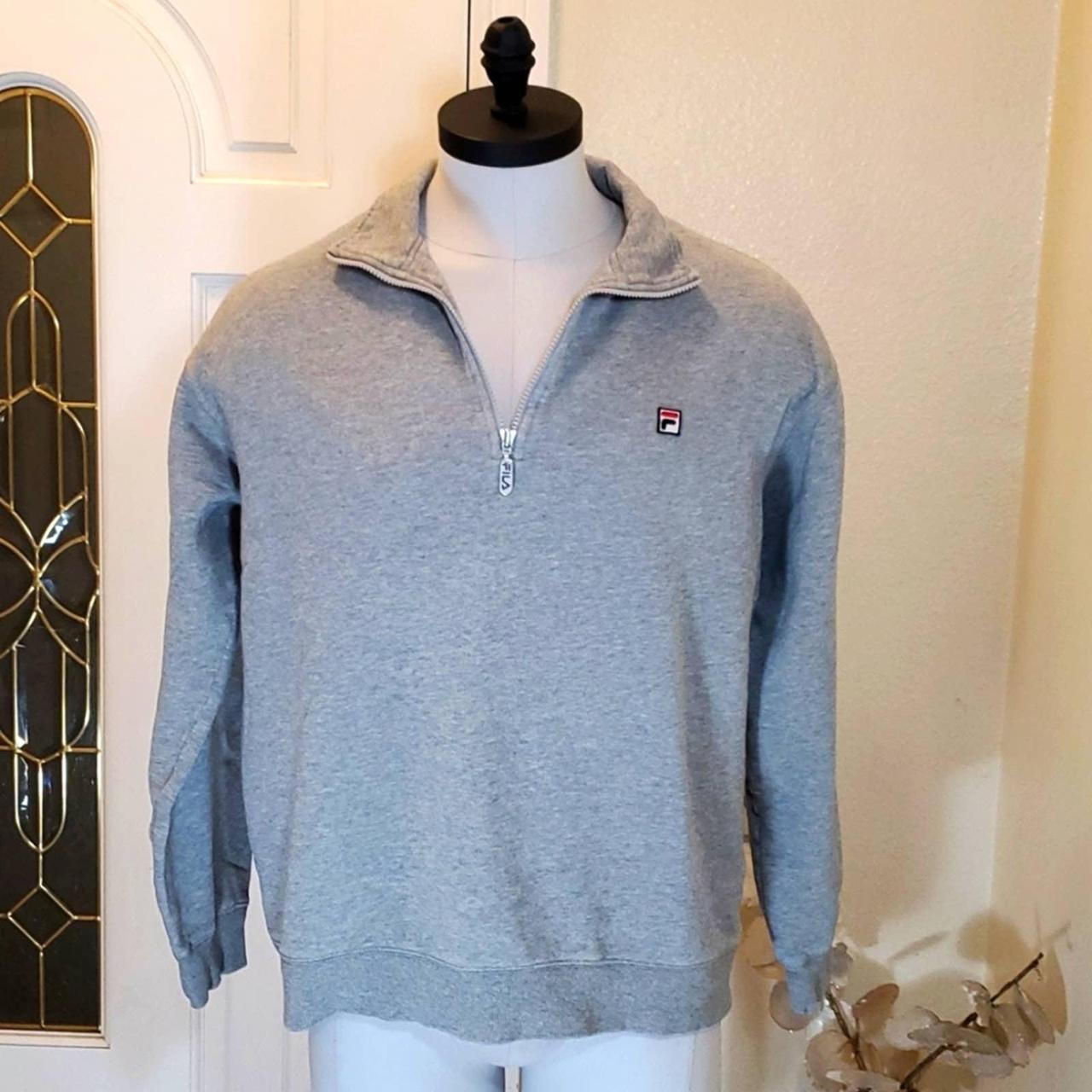 HIS Description Medium 90's gray Fila men's pullover... - Depop