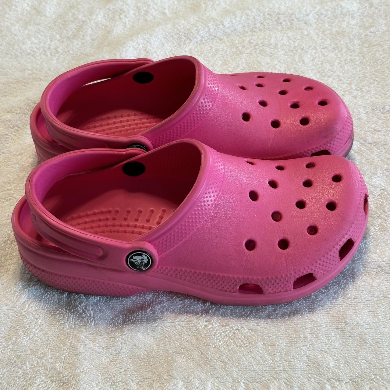 hot pink crocs, normal signs of wear. i have more... - Depop