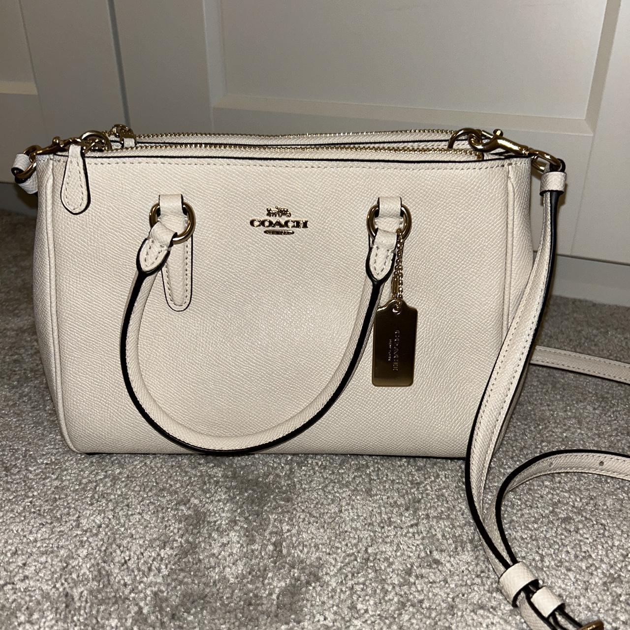 Coach handbag with detachable strap - cream with... - Depop