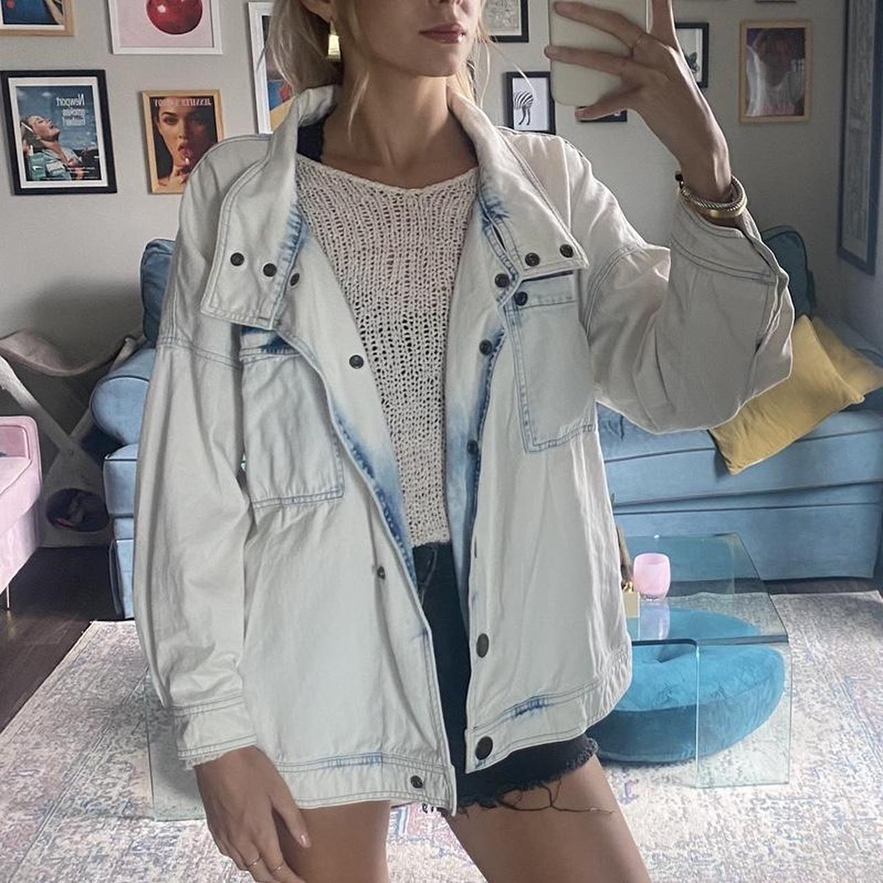 Bleached Jean Jacket Oversized Acid Wash Utility... - Depop