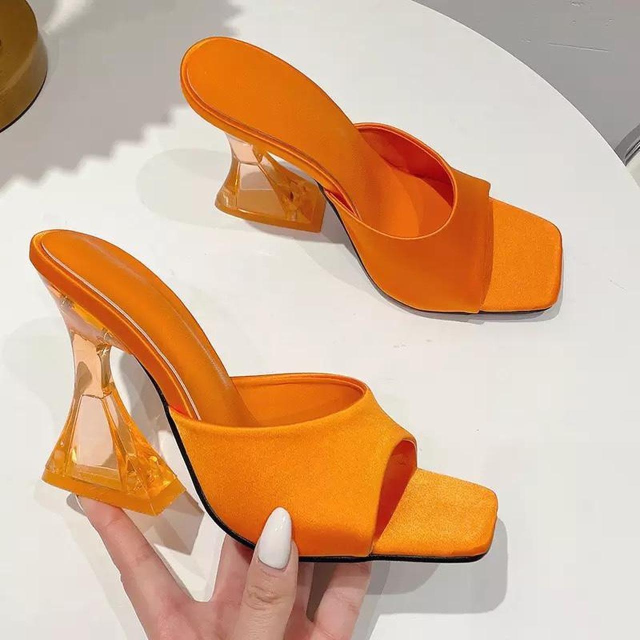 Chaussures mules satin orange Paire neuve Taille 39 - Depop