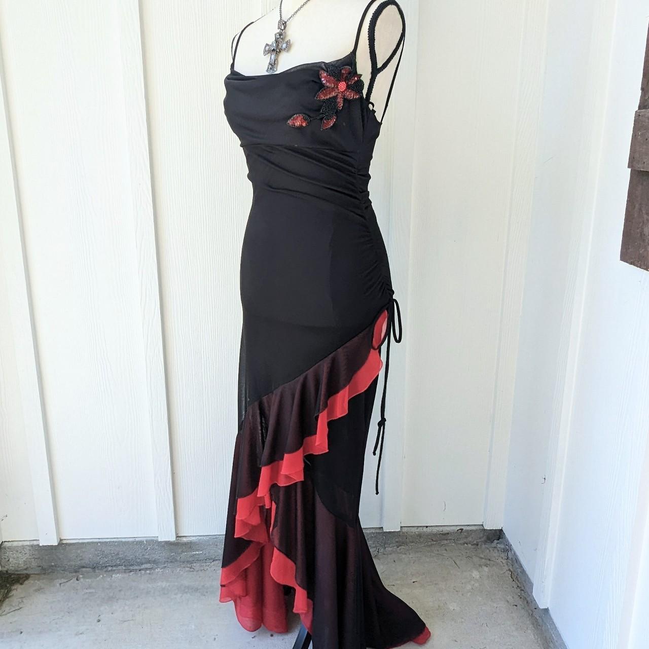 vintage Y2K vampire whimsygoth asymmetrical red and... | Depop