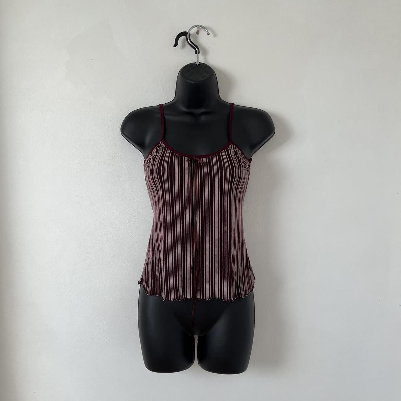 This stunning vintage 2000s mesh striped purple cami... - Depop
