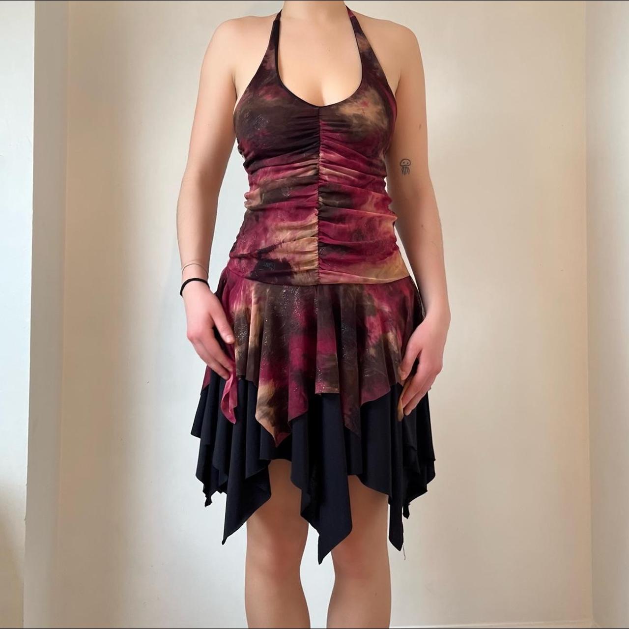 This stunning vintage 2000s mesh overlay ruffled... - Depop