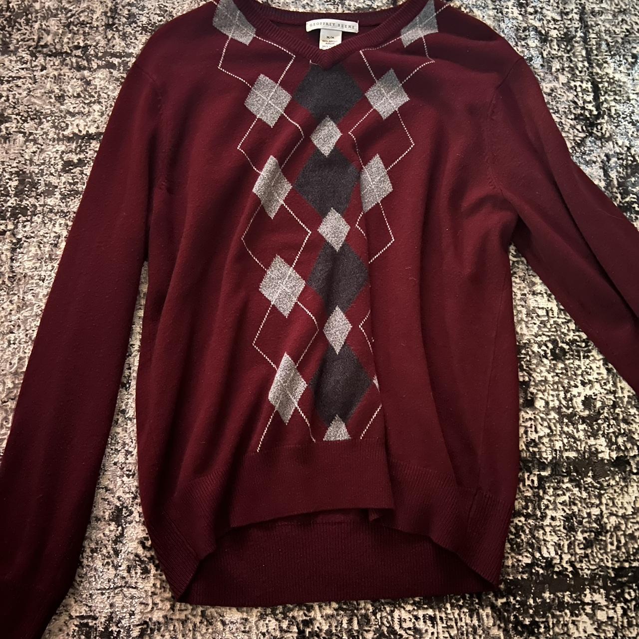 geoffrey beene dark red m sweater - Depop