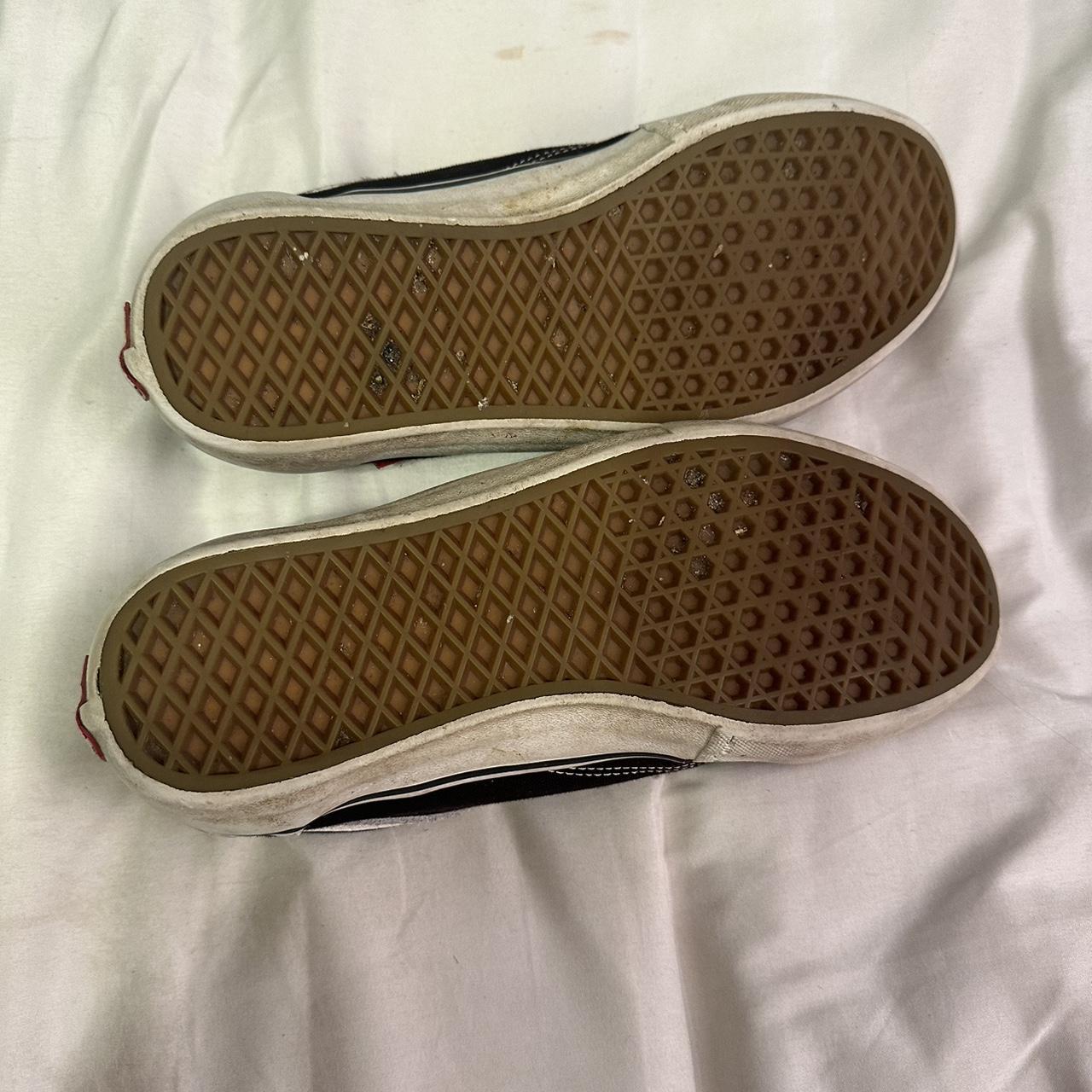Used Size 9US black vans. Sole inserts have been... - Depop
