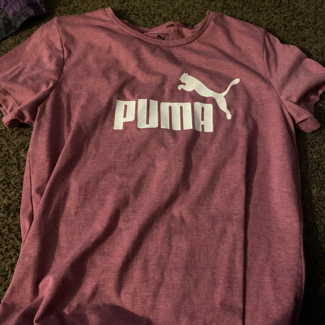 Pink womens puma shirt - Depop