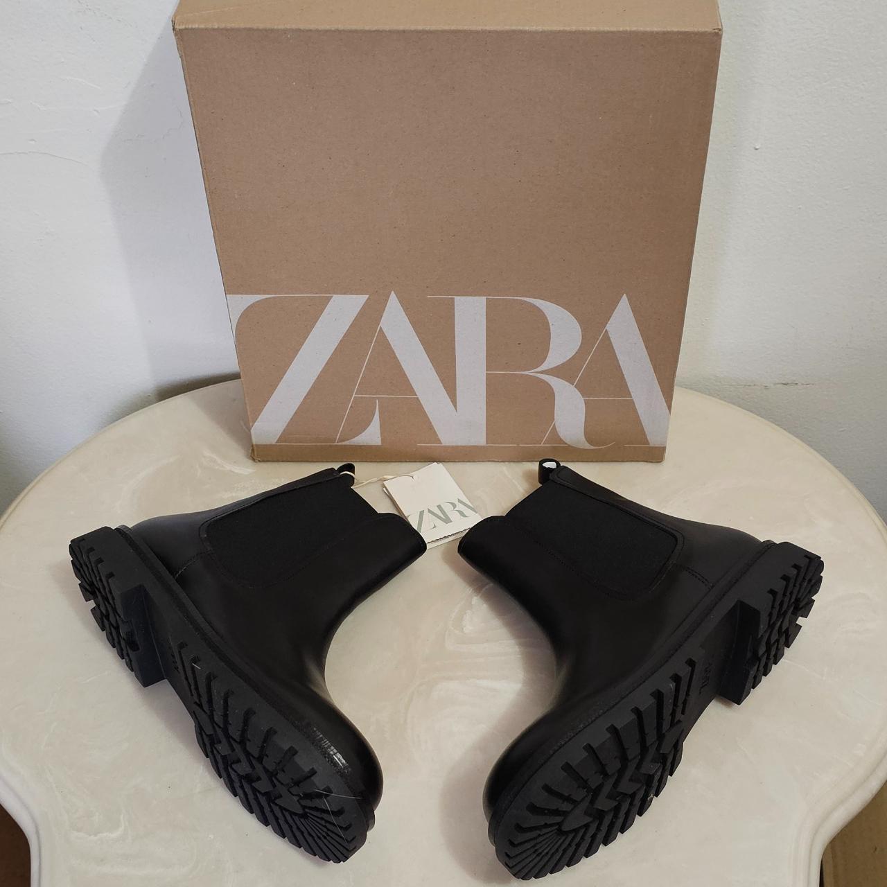 ZARA Botin Chelsea Piel 2107/230 Black Women's Size... - Depop