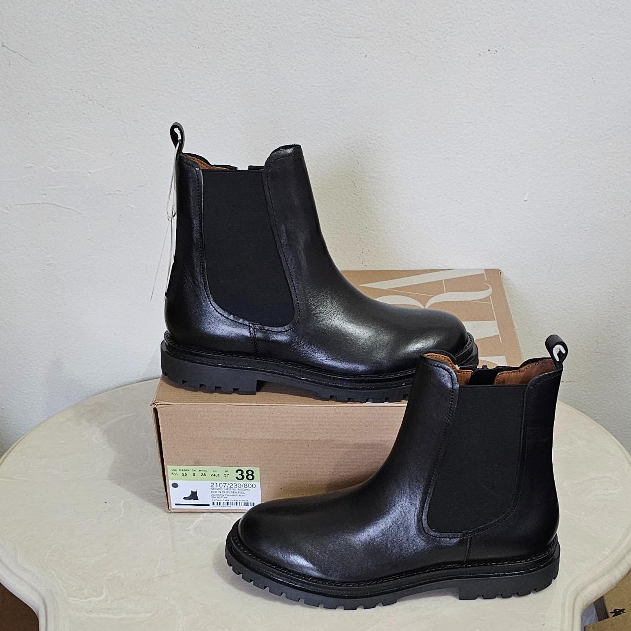 ZARA Botin Chelsea Piel 2107/230 Black Women's Size... - Depop