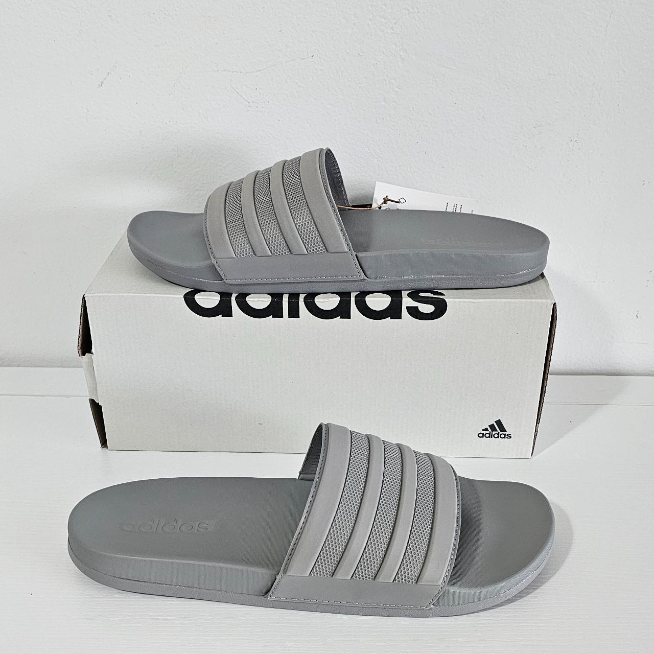 Adidas Adilette Comfort Slides - Charcoal Solid Grey... | Depop