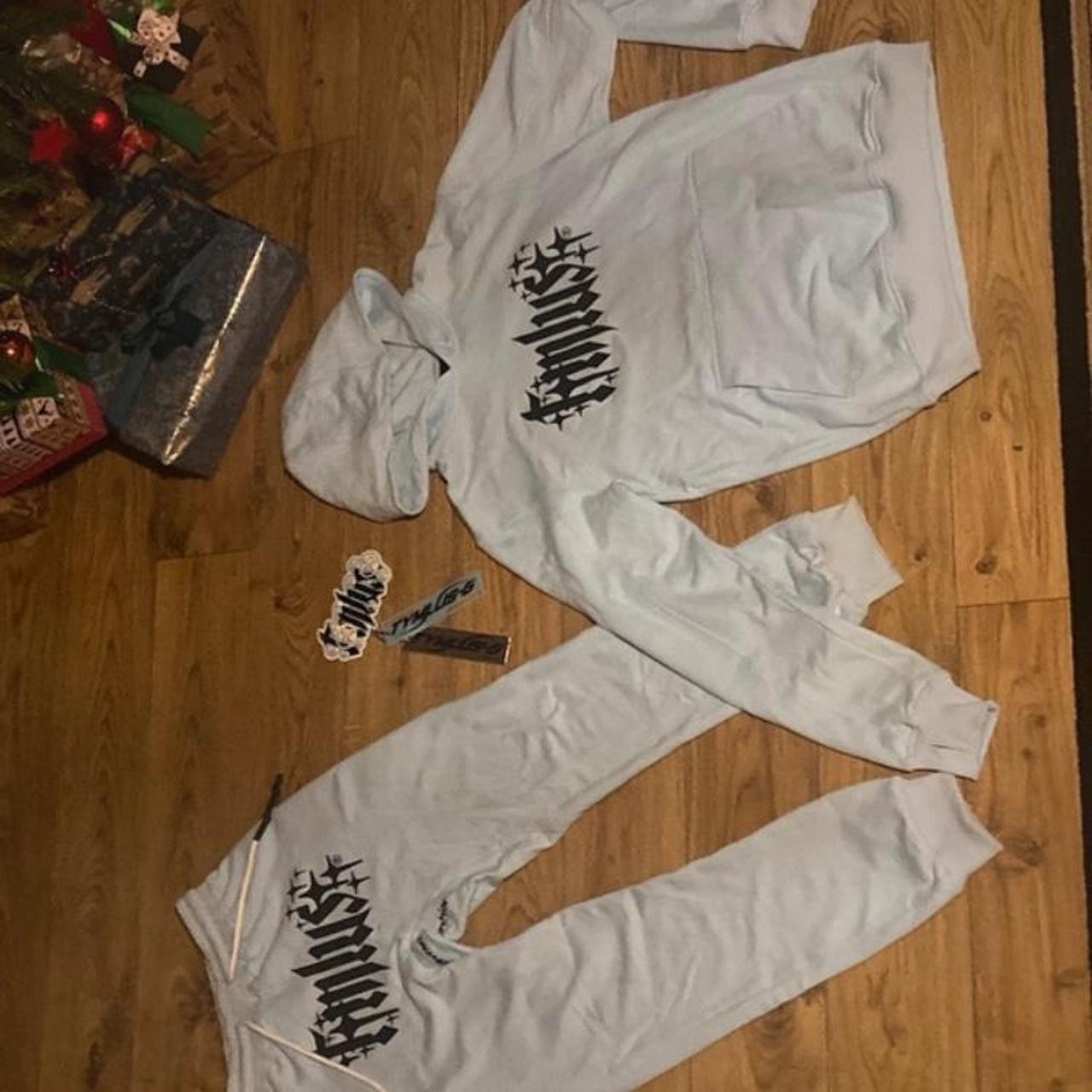 Baby Blue Tymlus Grid tracksuit size small - Baby... - Depop