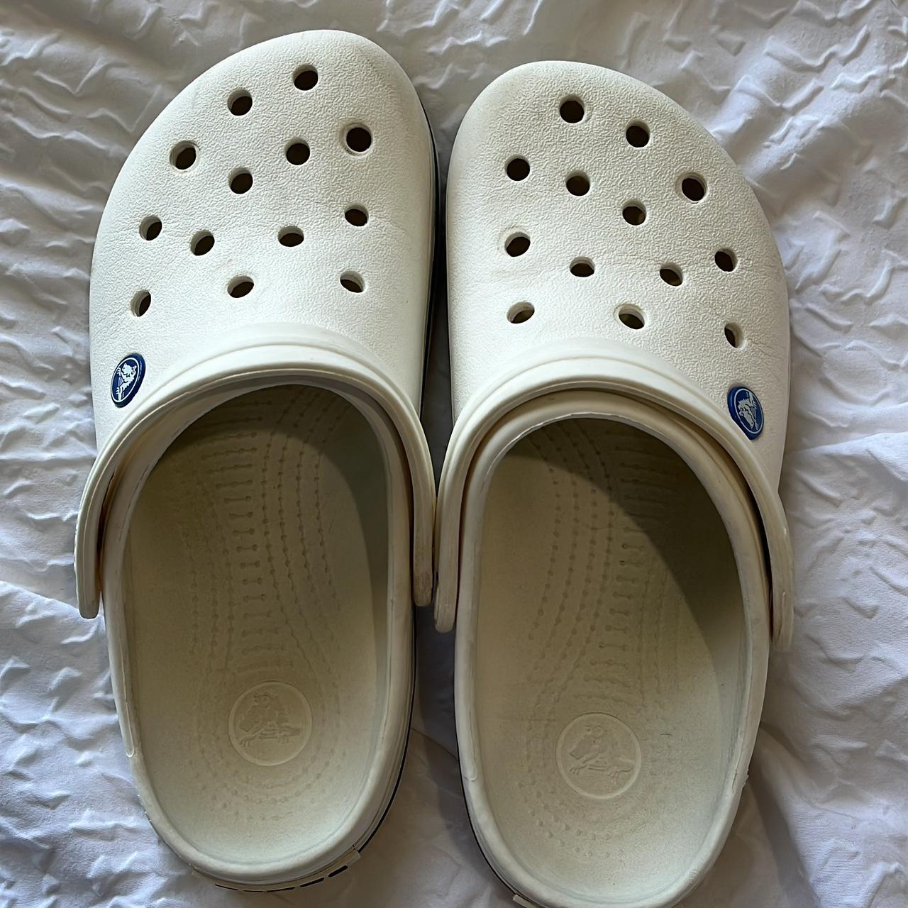 size W8/M6 white crocs ~ condition: used ~ some... - Depop