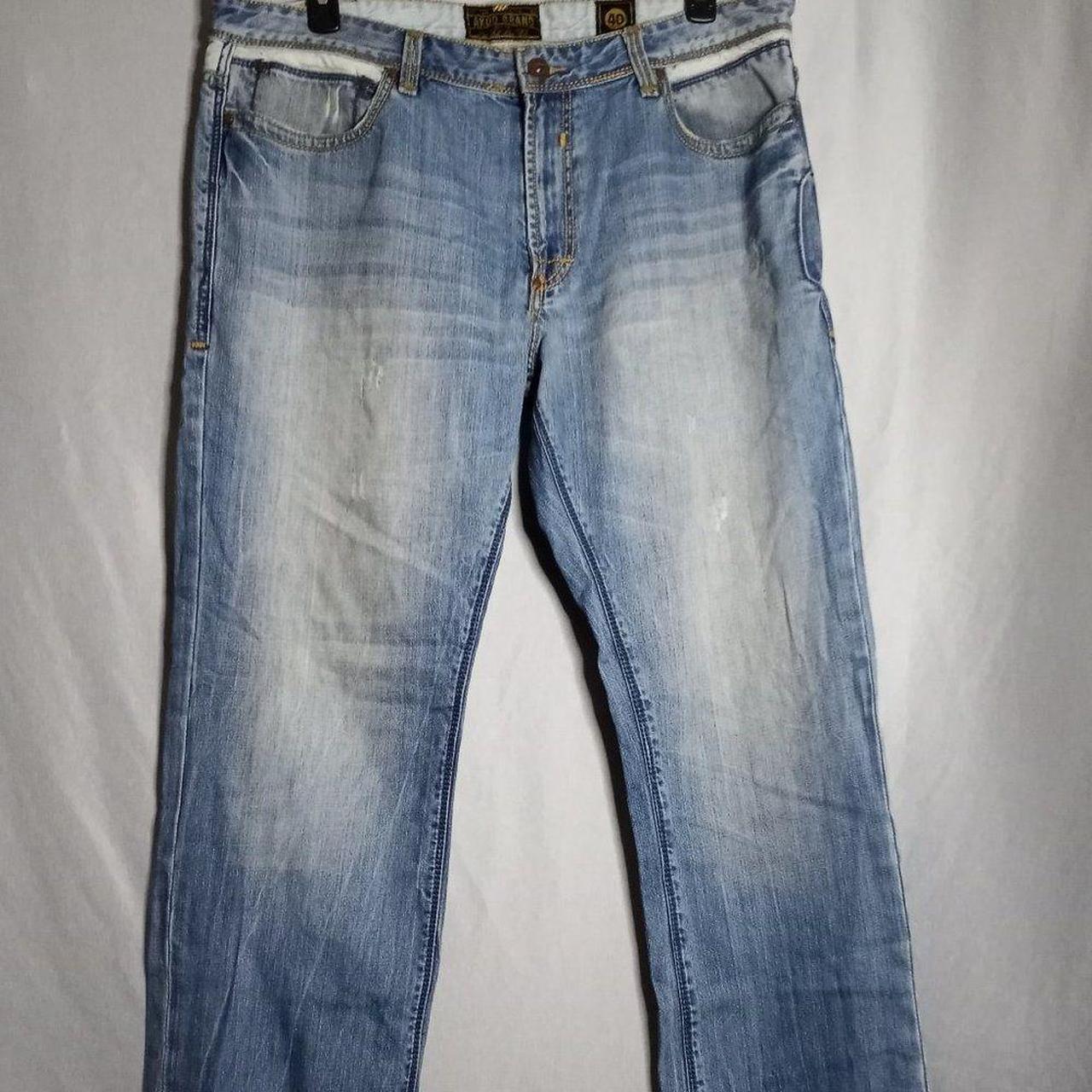 Akoo Brand Men's Straight Leg Distressed Faded... | Depop