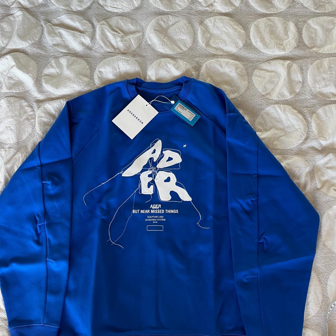 Ader Error Blue Sweatshirt in solid color with... - Depop