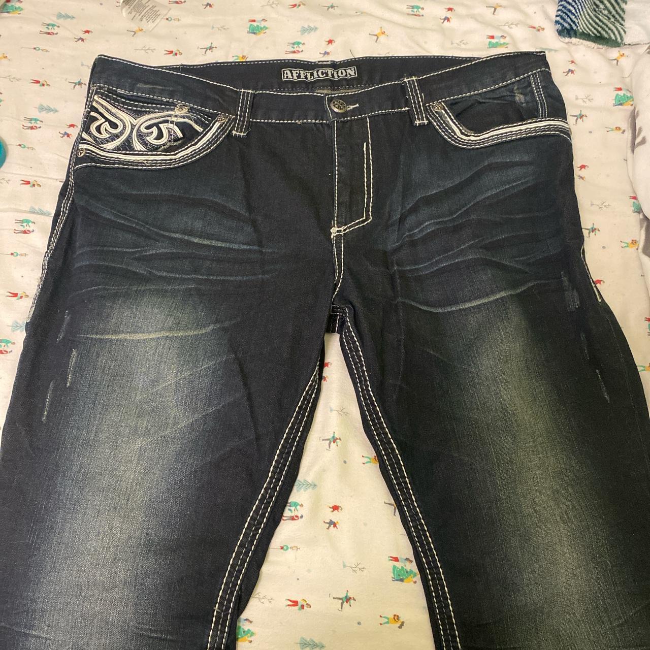 affliction jeans | 42x34 fit like true religions |... - Depop