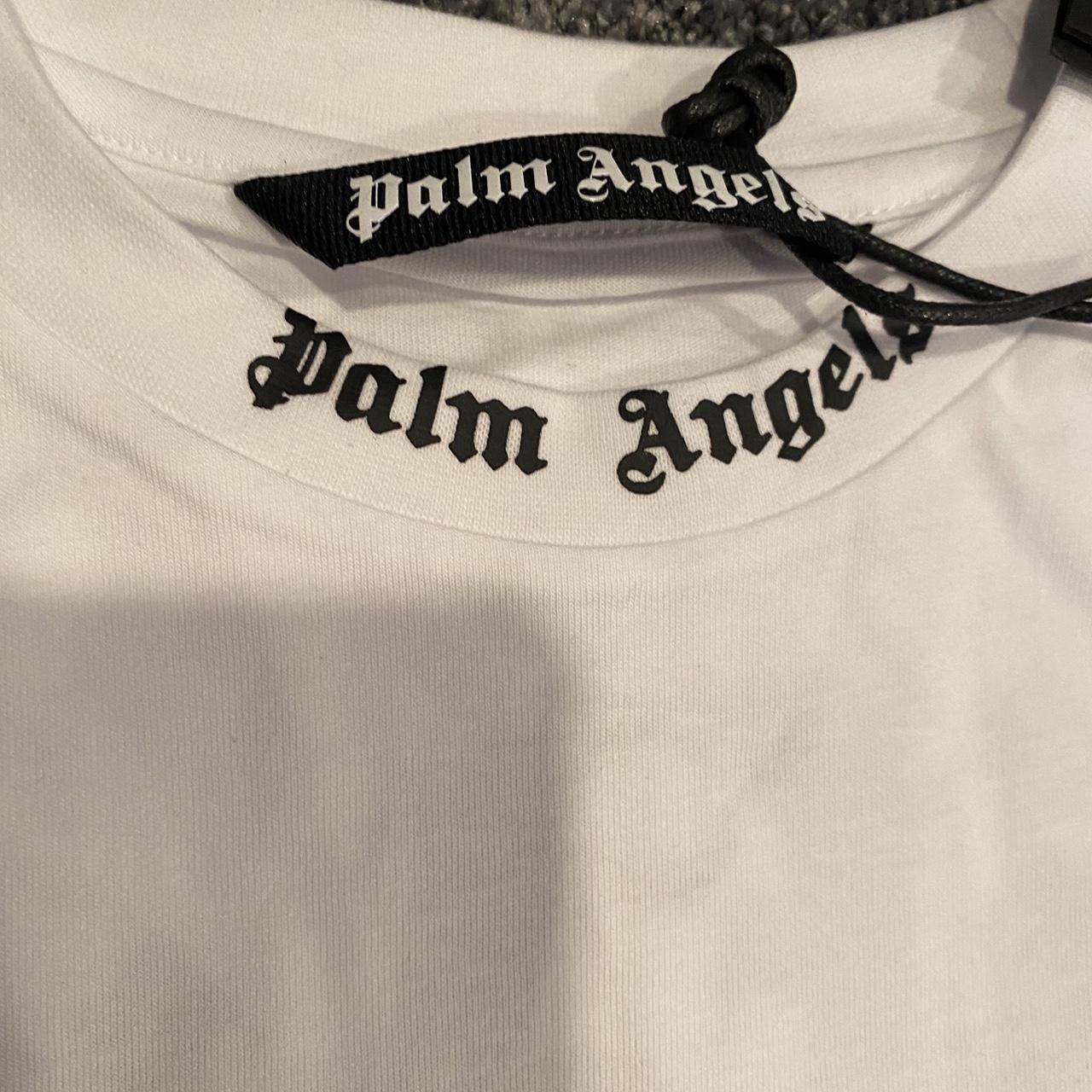 Palm angels tee White size L Brand new - Depop