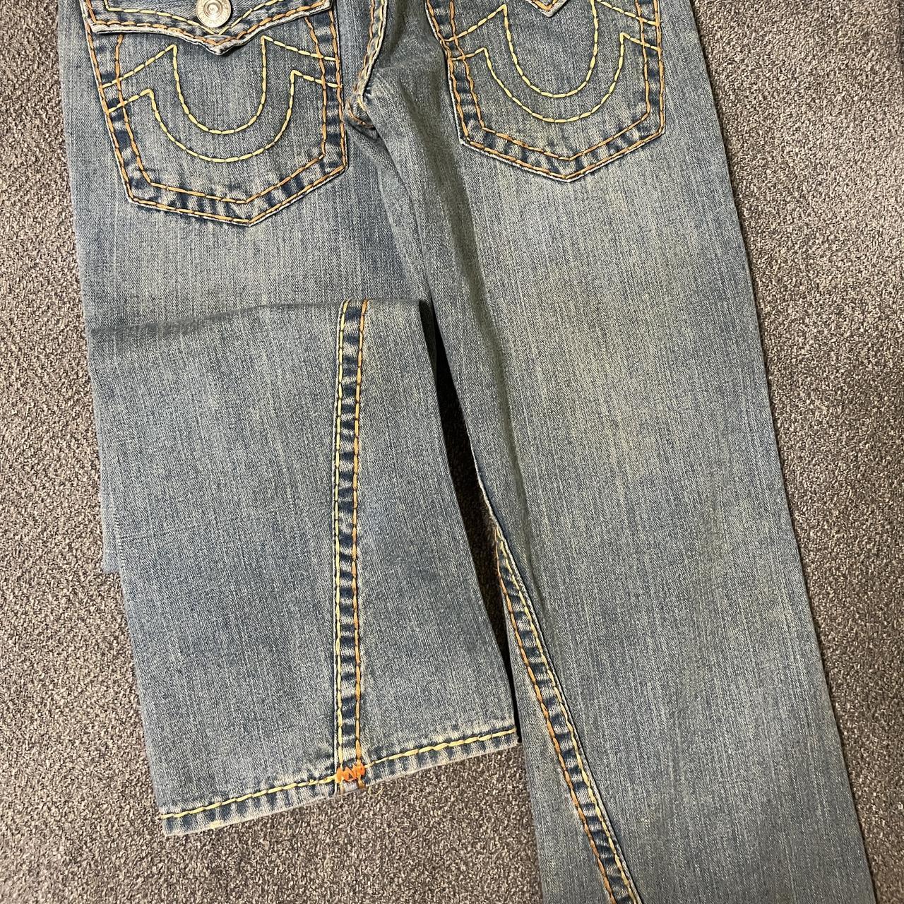 Authentic True Religion blue and orange stitching. ... - Depop