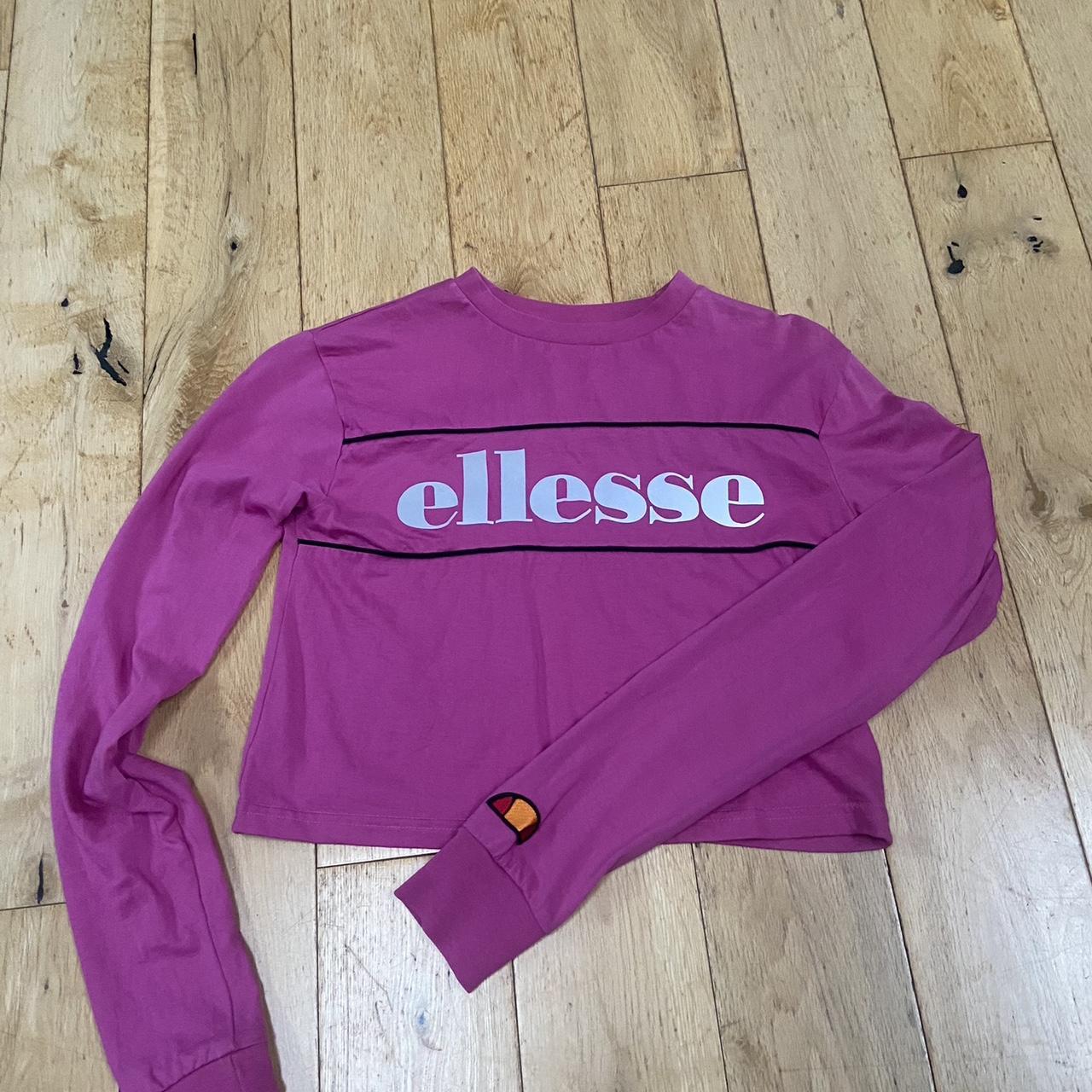 Ellesse pink long sleeve crop top (size 4) - Depop