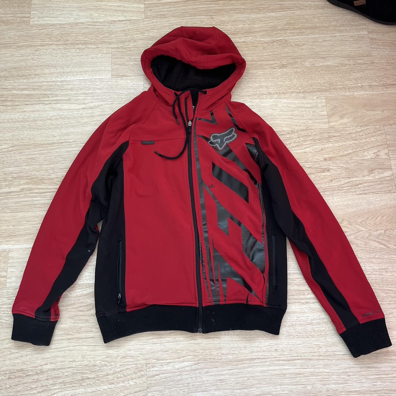Sick grunge Red and black Fox Racing hoodie... | Depop