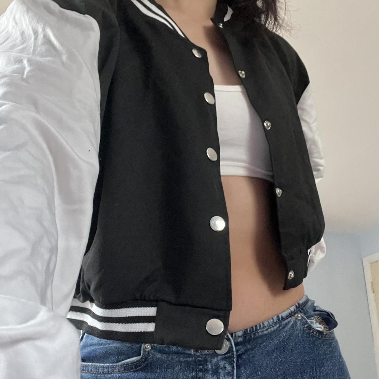 Cropped varsity jacket, bought in Korea. BNWOT A... | Depop